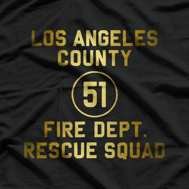 LA County 51 Fire Dept Resque Squad Logo Truck Side Vintage T-Shirt ...